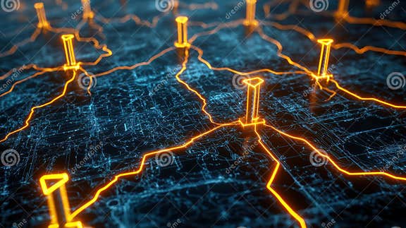 Interconnected Smart Grid Energy Network with Glowing Connections and ...