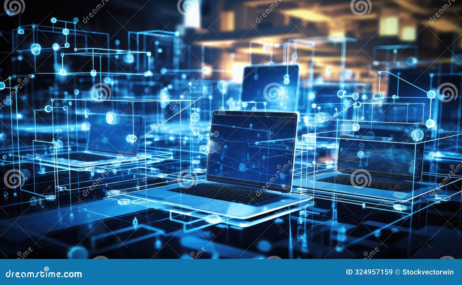 Interconnected Technology Background Transparent Stock Illustration ...