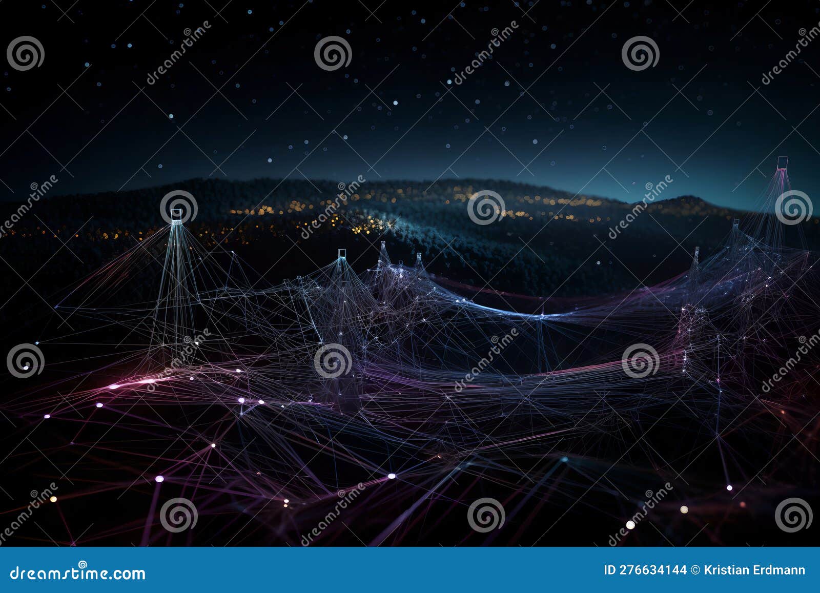 Interconnected Technology: Complex Background of Lines and Nodes Stock ...