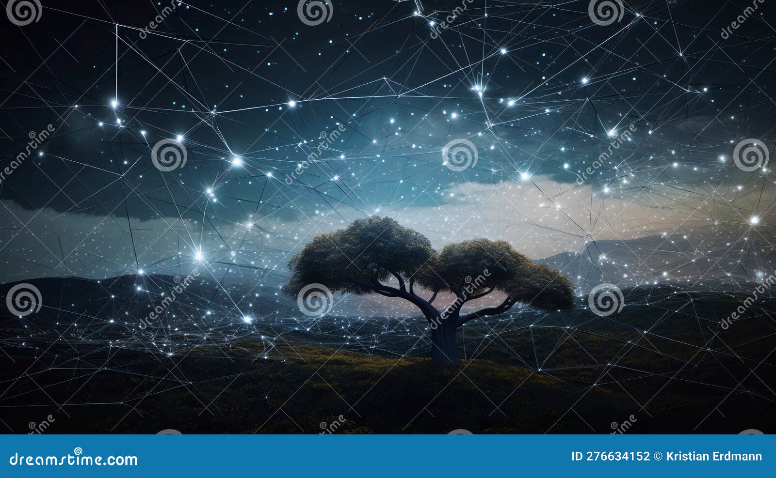 Interconnected Technology: Complex Background of Lines and Nodes Stock ...