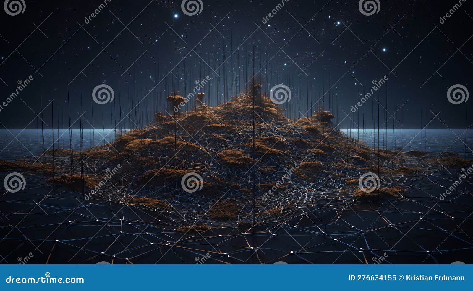 Interconnected Technology: Complex Background of Lines and Nodes Stock ...