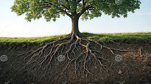 Interconnected Tree Roots on Hillside Symbolizing Unity among Nature ...