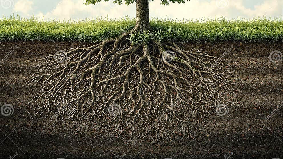 Interconnected Tree Roots on Hillside Symbolizing Unity among Nature ...