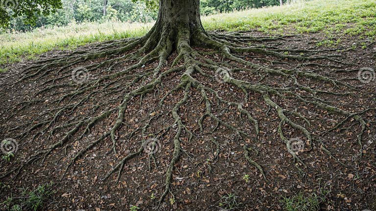 Interconnected Tree Roots on Hillside Symbolizing Unity among Nature ...