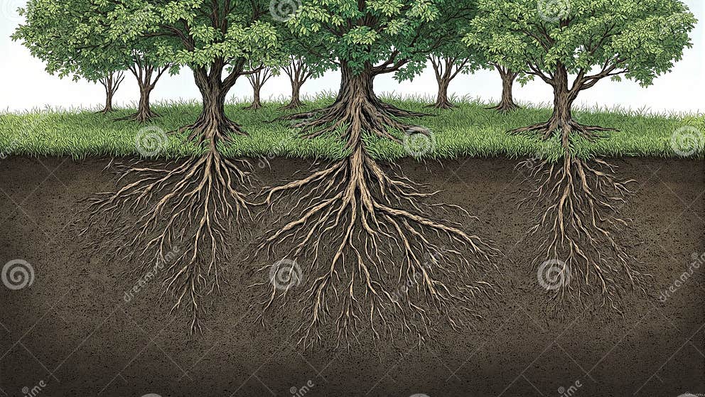 Interconnected Tree Roots on Hillside Symbolizing Unity among Nature ...