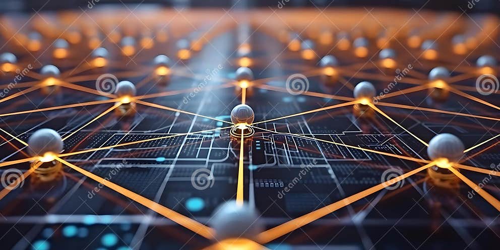 An Interconnected Web of Computers Forming a Digital Network. Concept ...