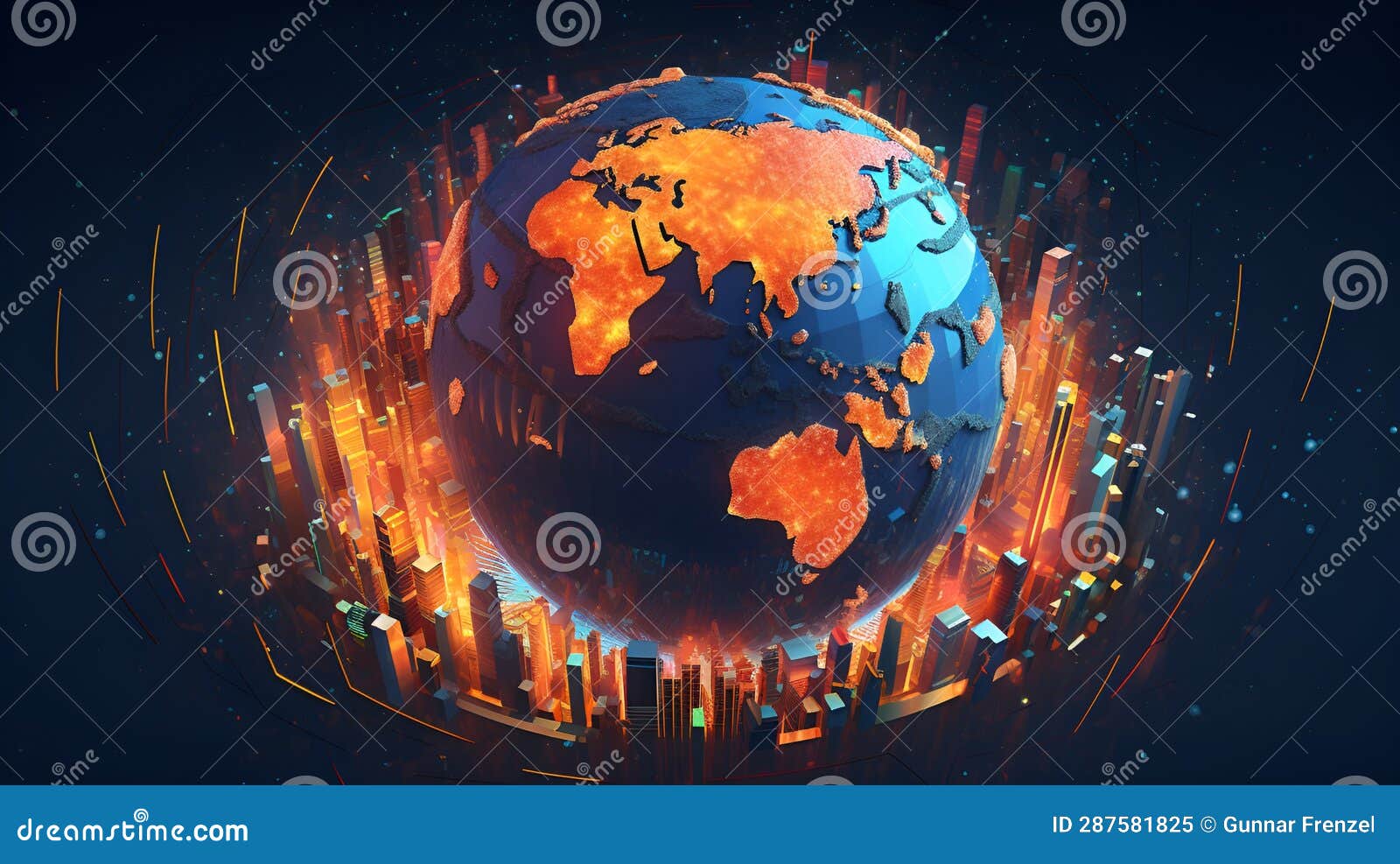 Interconnected World, Earth Globe Stock Illustration - Illustration of ...