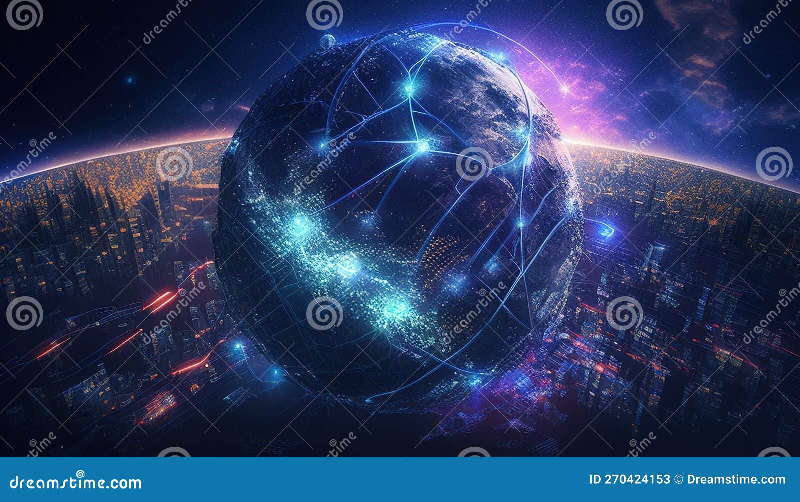 Interconnected World through Tech, Illustrating Digital Innovation and ...