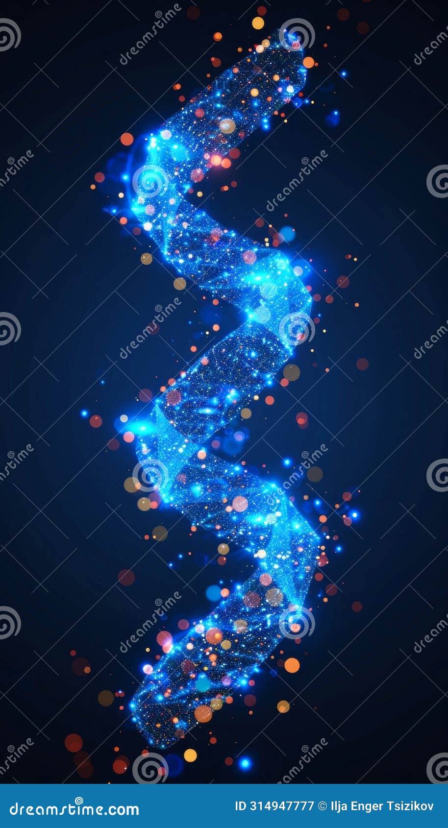 Interconnecting Streams Wave Of Data Particles In Network Line Symbolizing Information