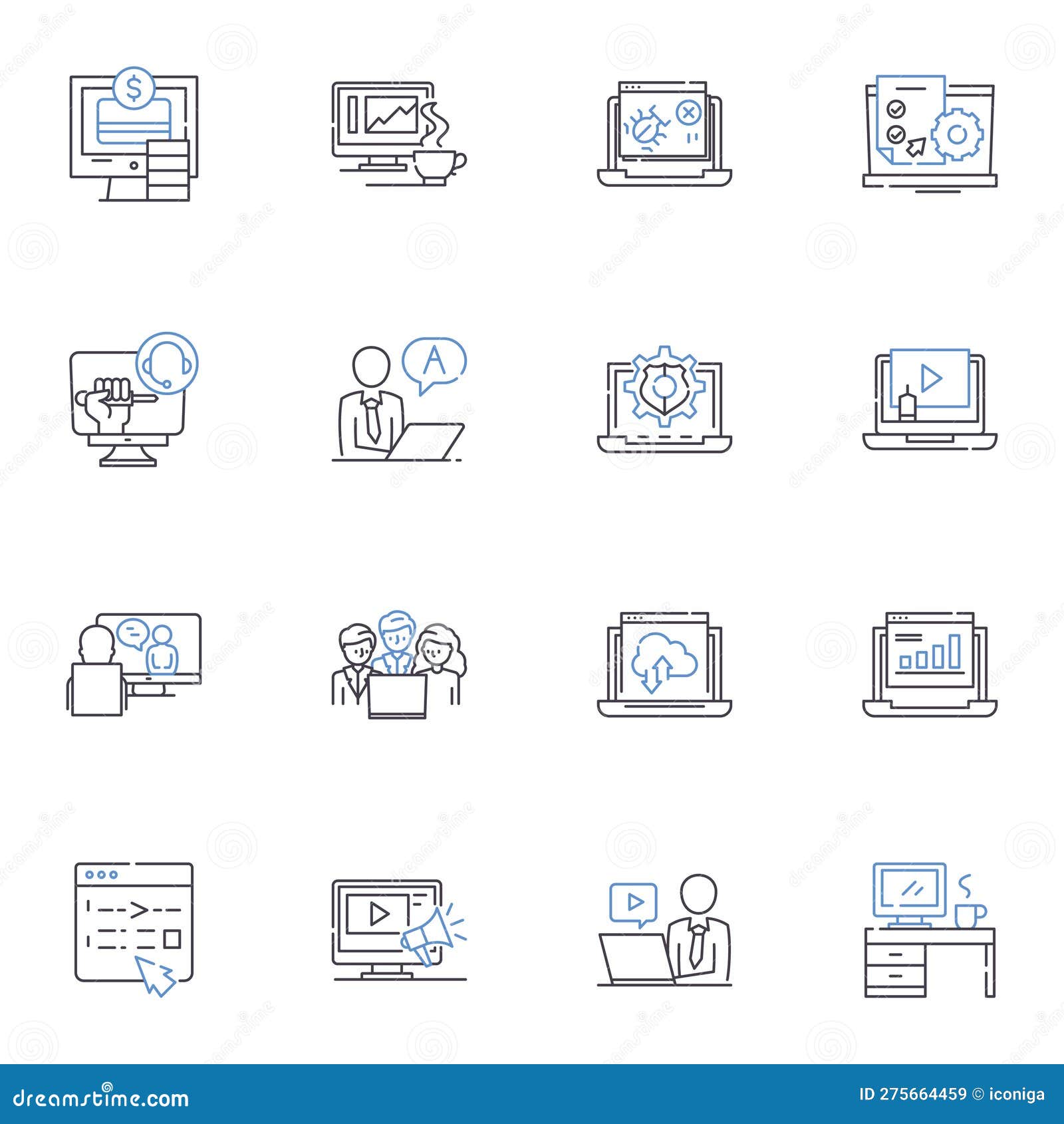 Interconnection Line Icons Collection. Integration, Nerking, Links ...