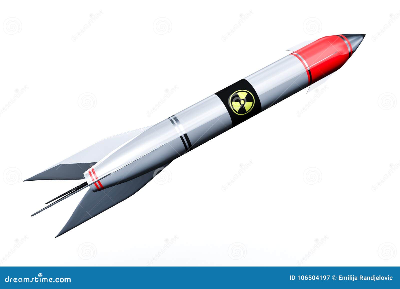 Intercontinental Nuclear Rocket Flies Up Isolated on White Background Stock Illustration ...