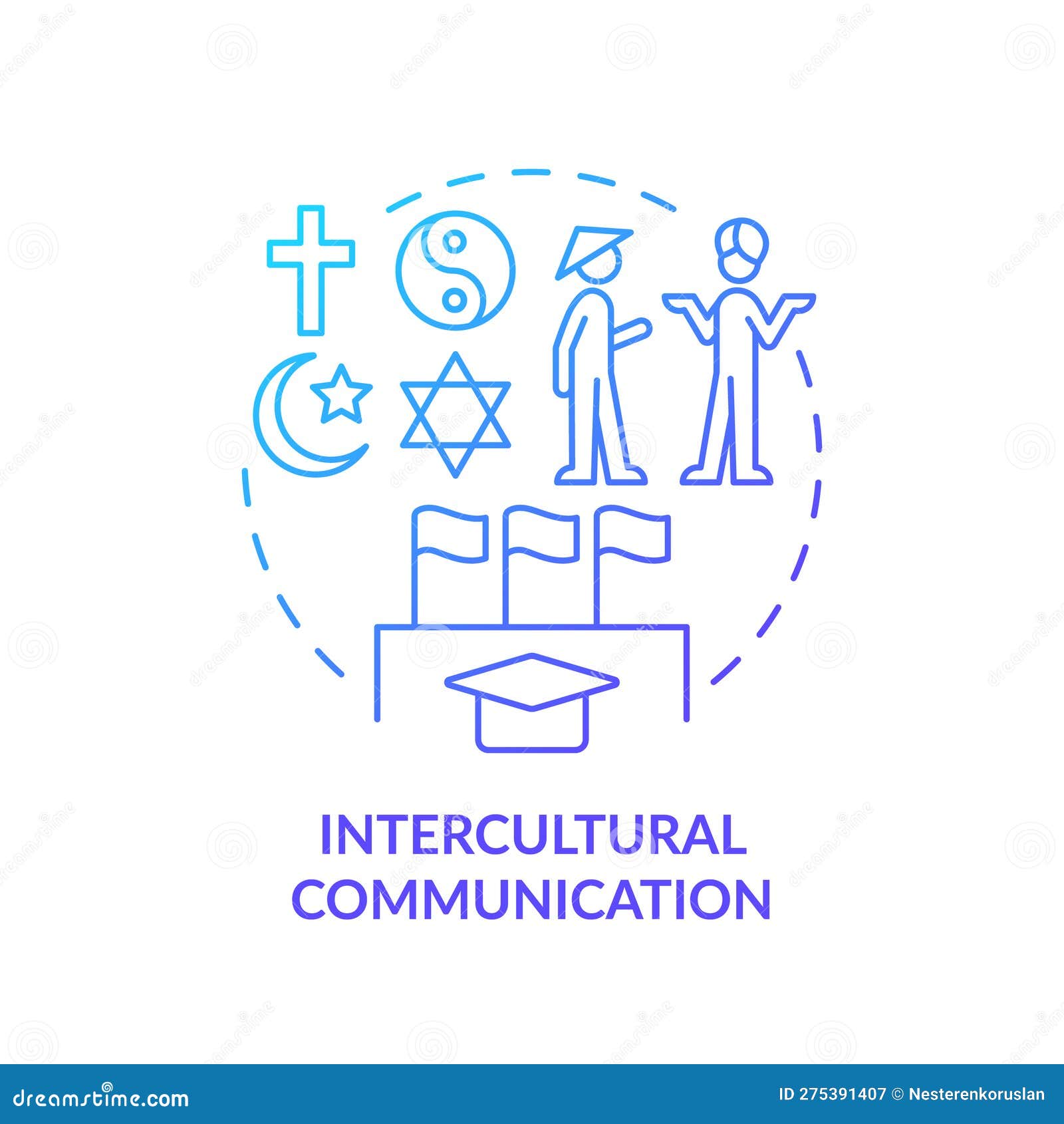 Intercultural Communication Blue Gradient Concept Icon Stock Vector ...