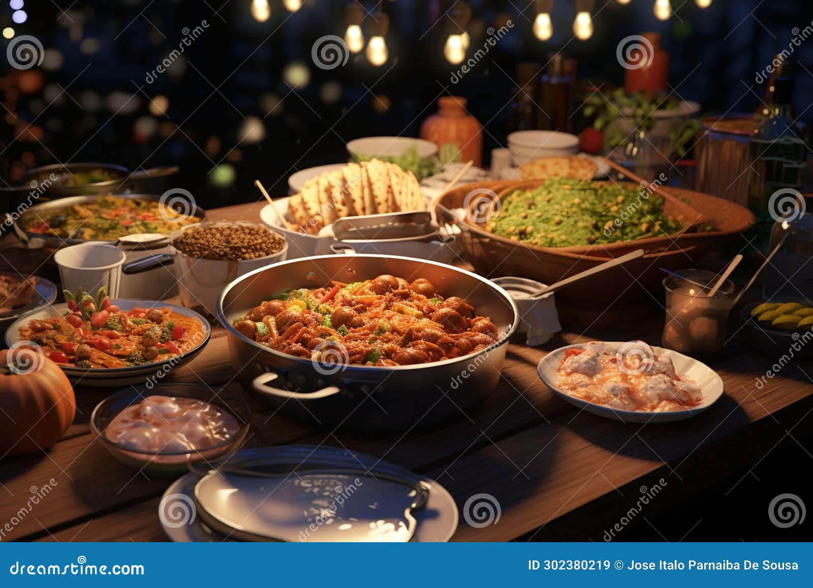 Intercultural Community Potluck Dinner Where Stock Illustration ...