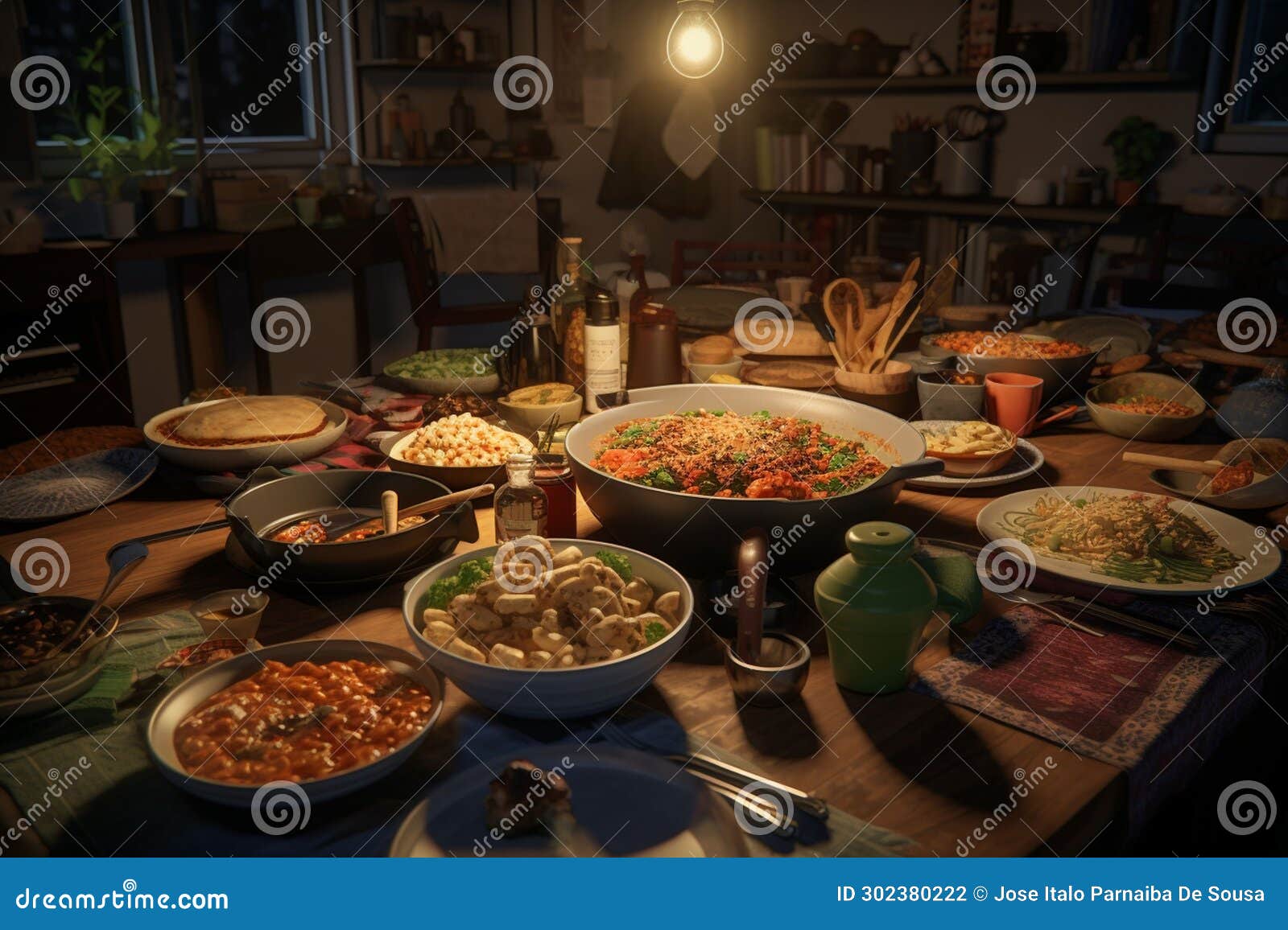 Intercultural Community Potluck Dinner Where Stock Illustration ...