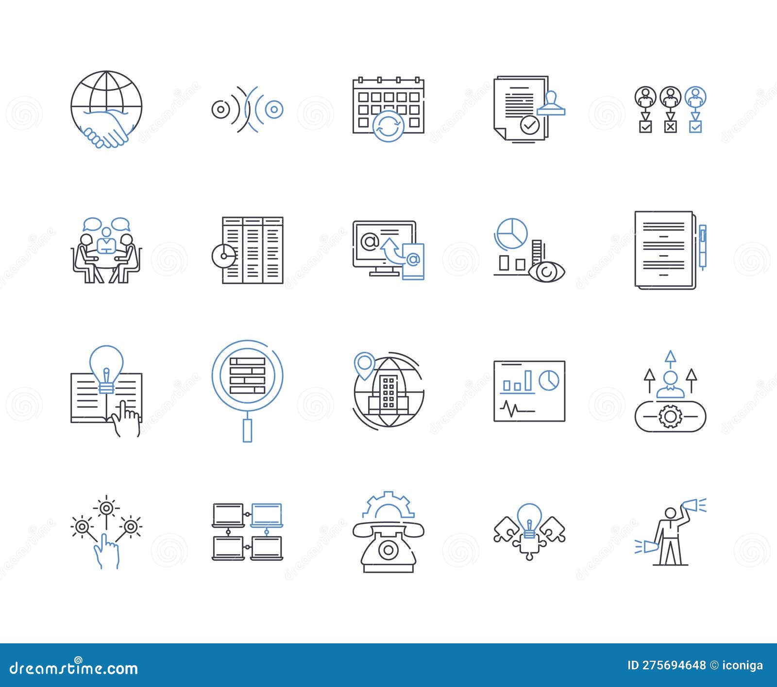 Interdependence Bond Line Icons Collection. Collaboration, Trust ...