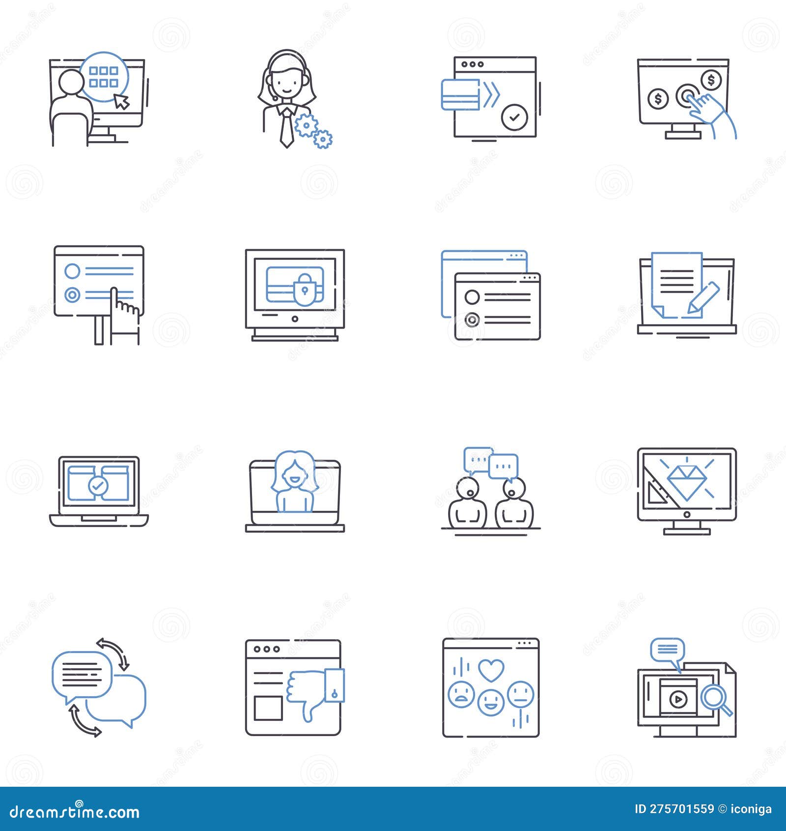 Interdependence Line Icons Collection. Collaboration, Community ...
