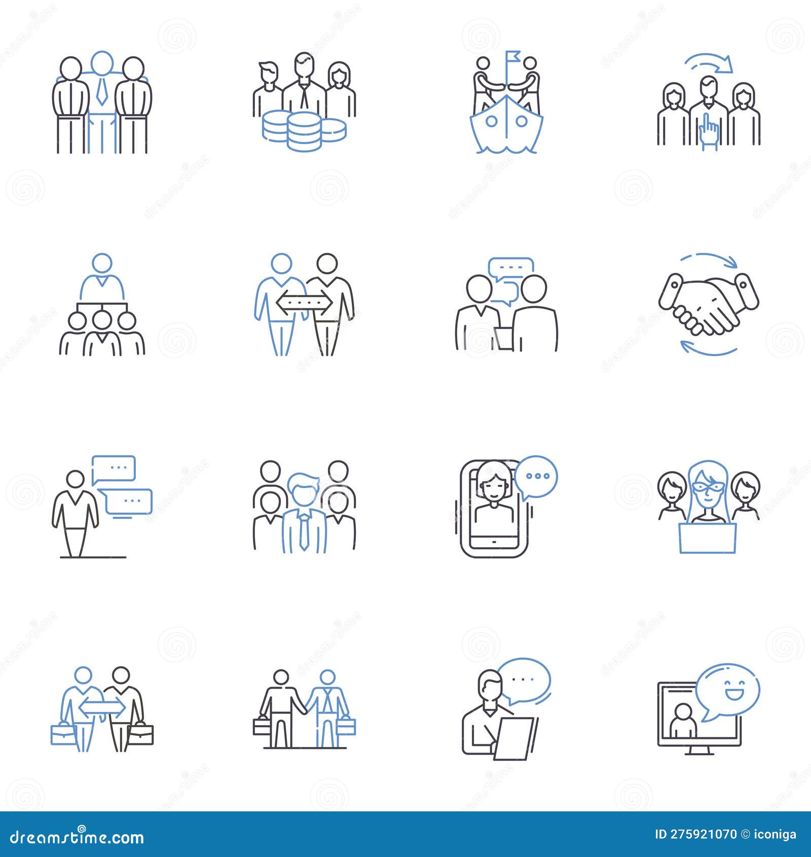 Interdependence Line Icons Collection. Collaboration, Partnership ...