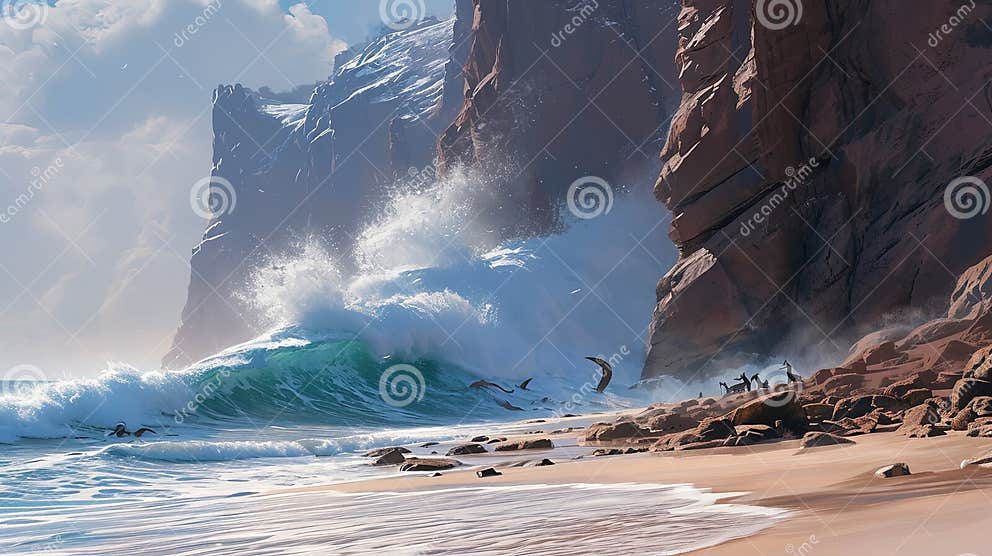 Interdimensional Beachscape Stock Illustration - Illustration of arch ...
