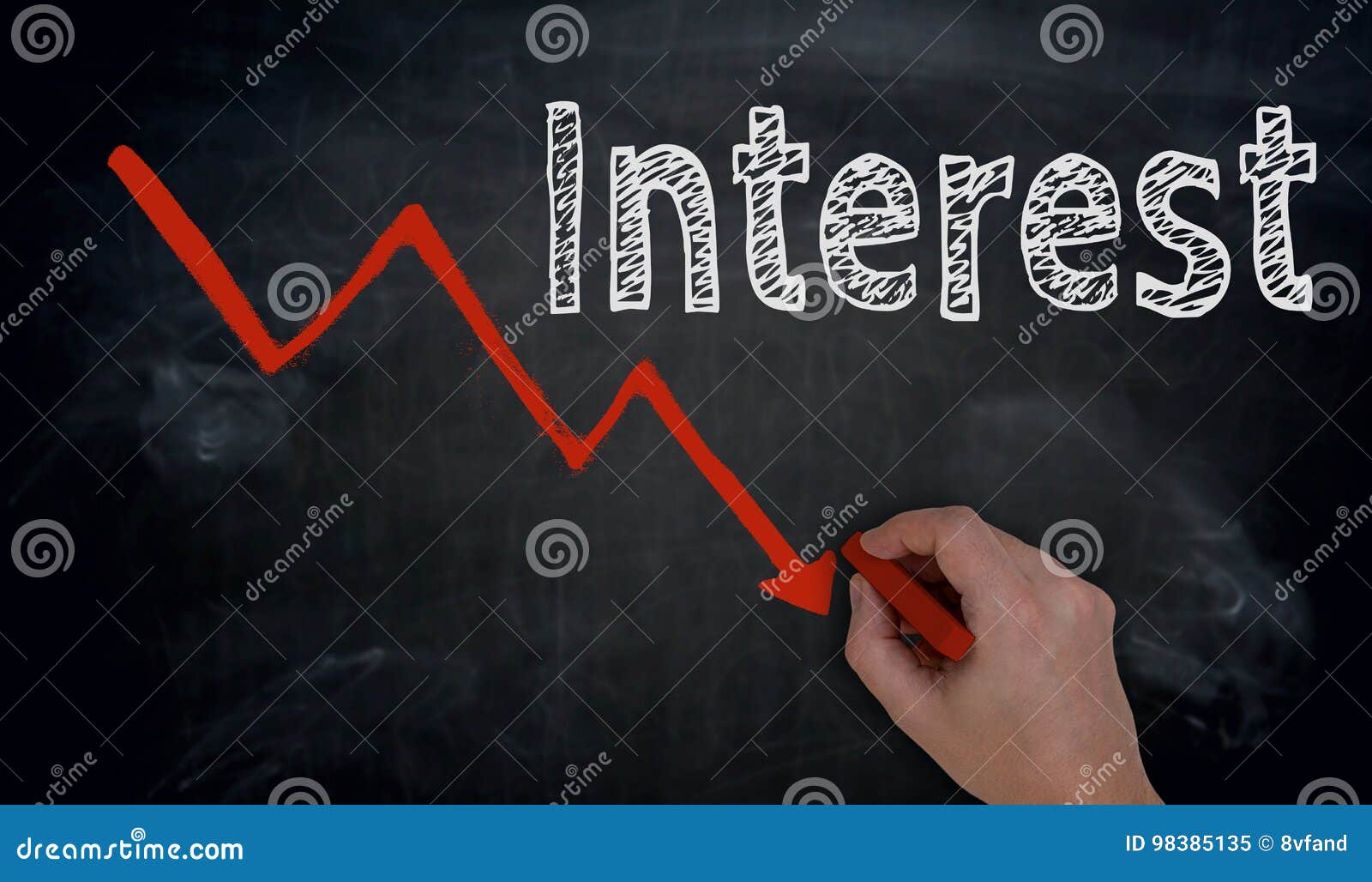 Interest and Graph is Written by Hand on Blackboard Stock Image - Image ...