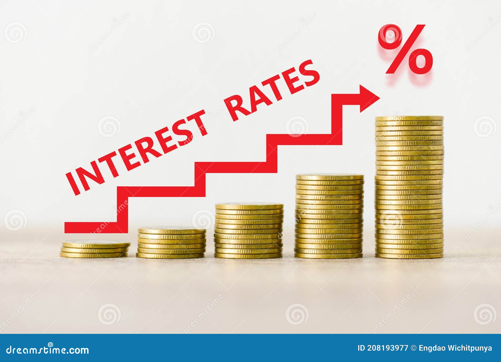 Interest Rate Financial and Mortgage Rates Concept, Stack of Coin ... Interest Rate Financial and Mortgage Rates Concept, Stack of Coin ...