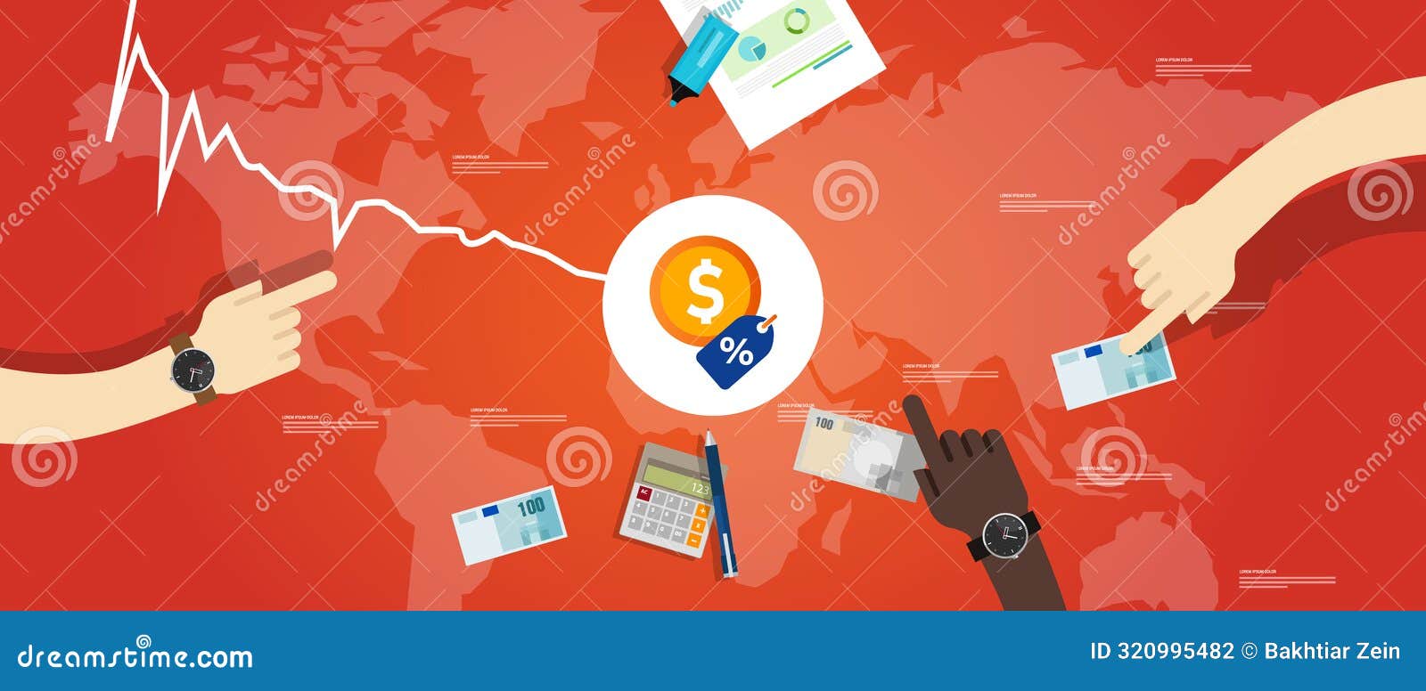 Interest Rate Going Down Decrease Cost of Fund and Inflation Money Market Percentage Stock ...