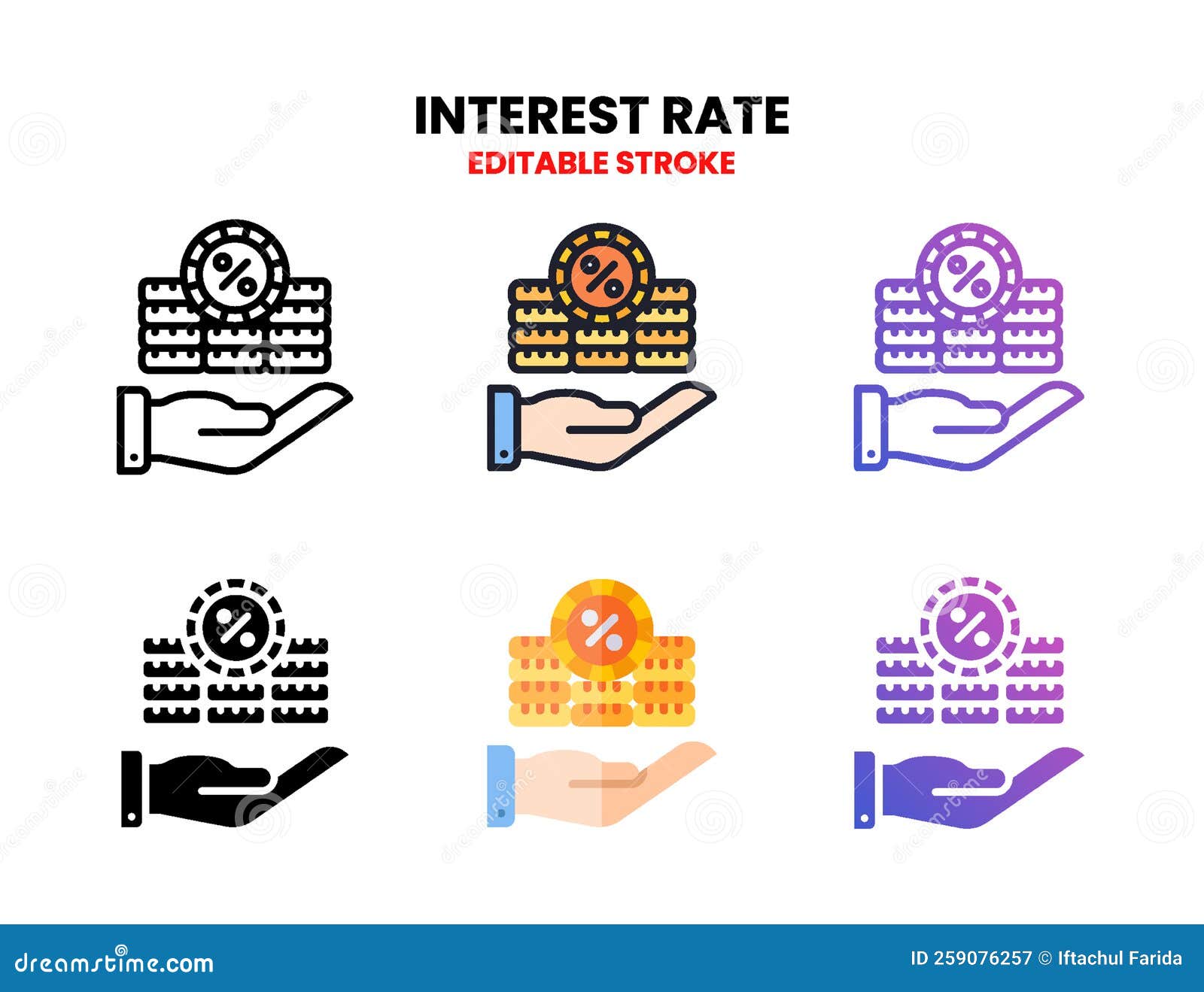 Interest Rate Icon Set with Different Styles. Stock Vector ...