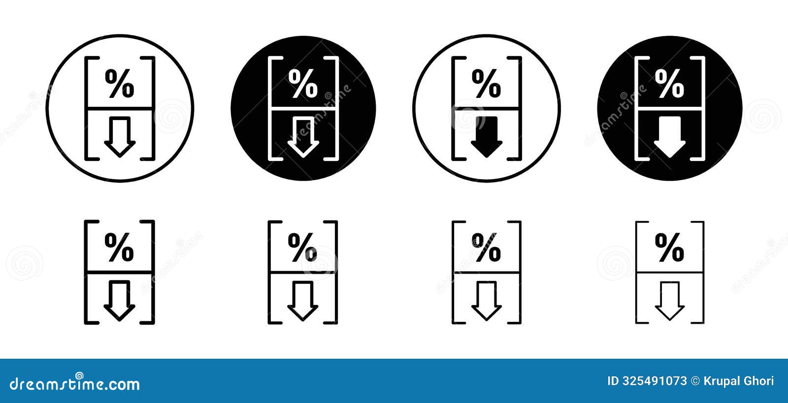 Interest Rate Reduction or Percent Down Vector Icon Set Collection ...