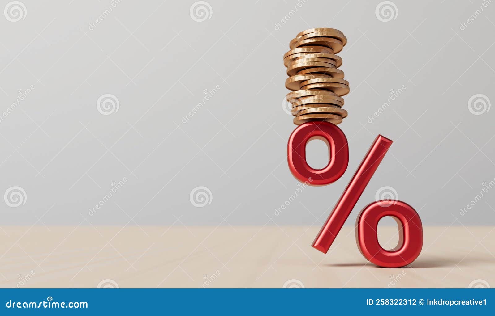 Interest Rate and Rising Inflation Concept. Red Percentage Symbol with ...