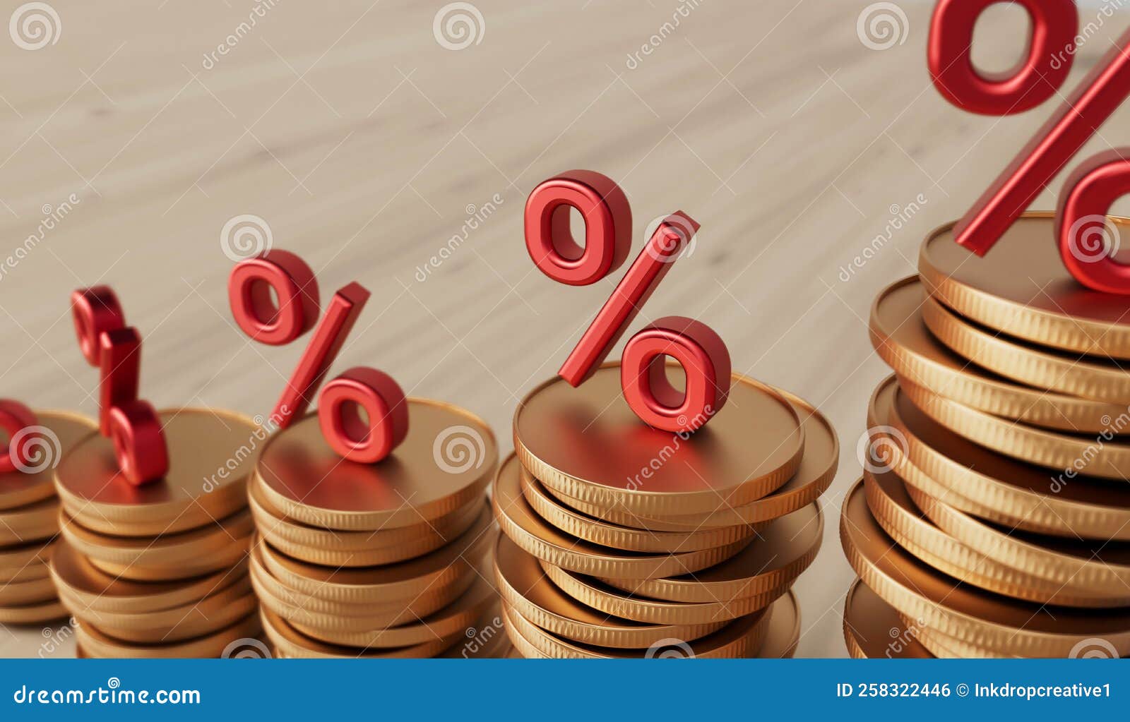 Interest Rate and Rising Inflation Concept. Red Percentage Symbol with ...