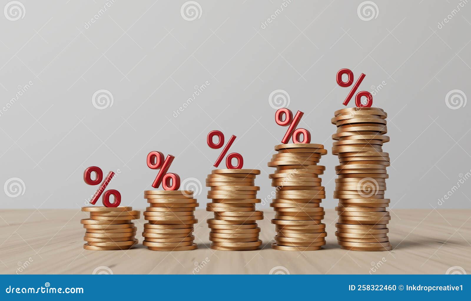 Interest Rate and Rising Inflation Concept. Red Percentage Symbol with ...