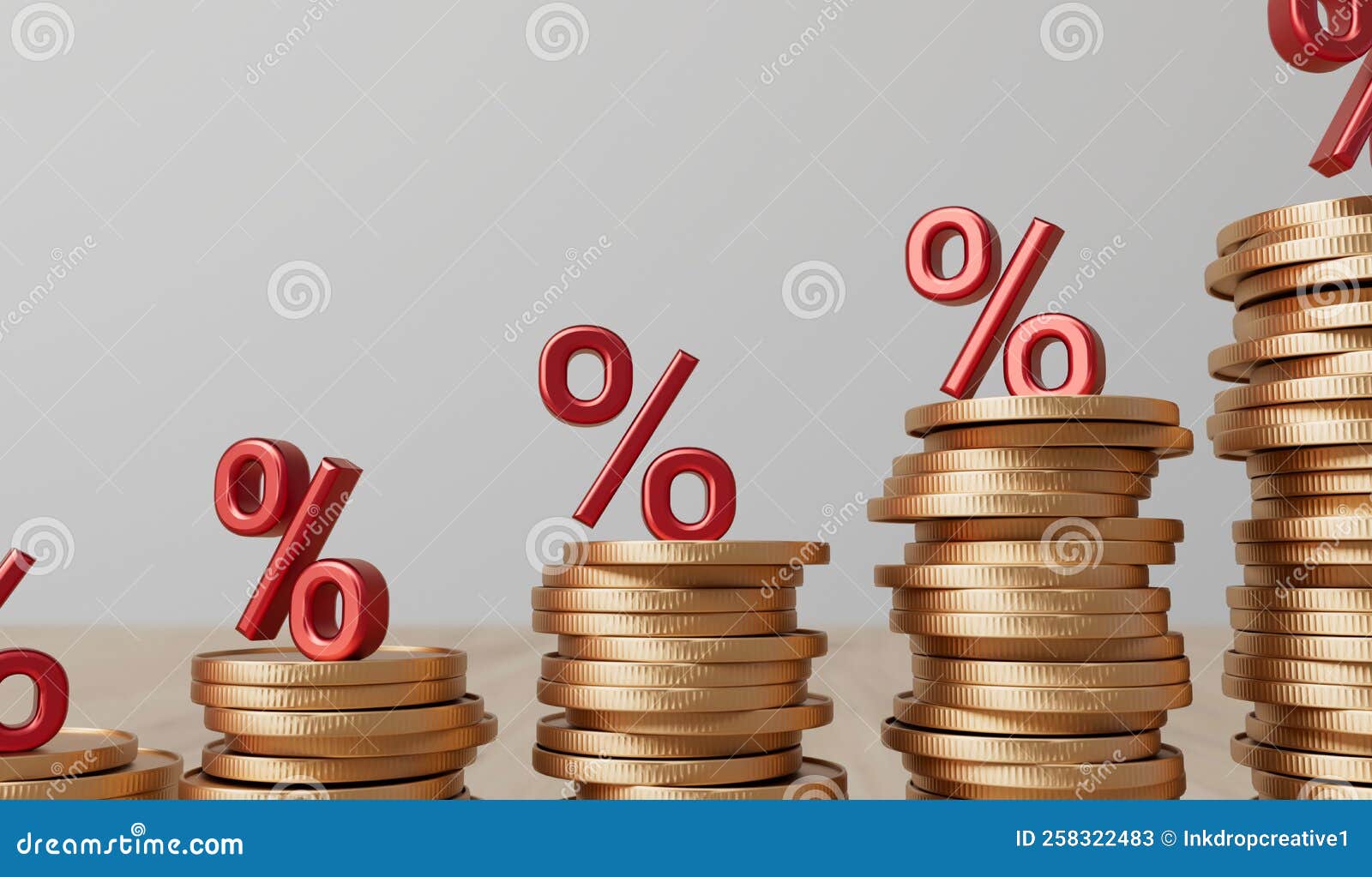 Interest Rate and Rising Inflation Concept. Red Percentage Symbol with ...