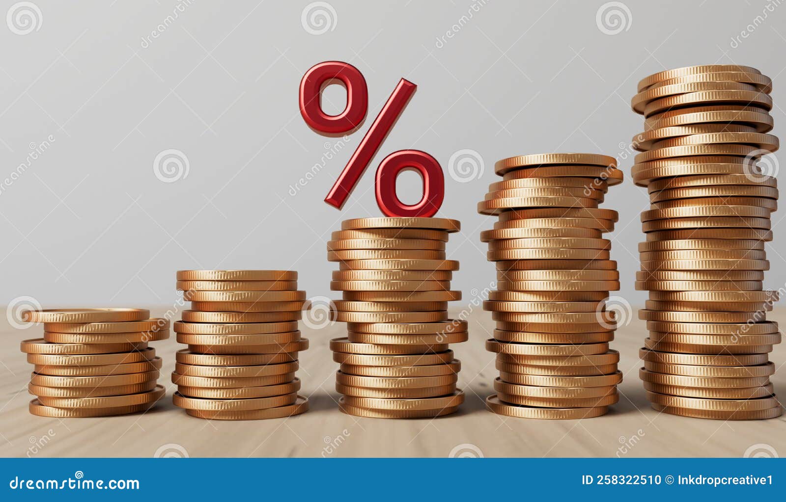 Interest Rate and Rising Inflation Concept. Red Percentage Symbol with ...