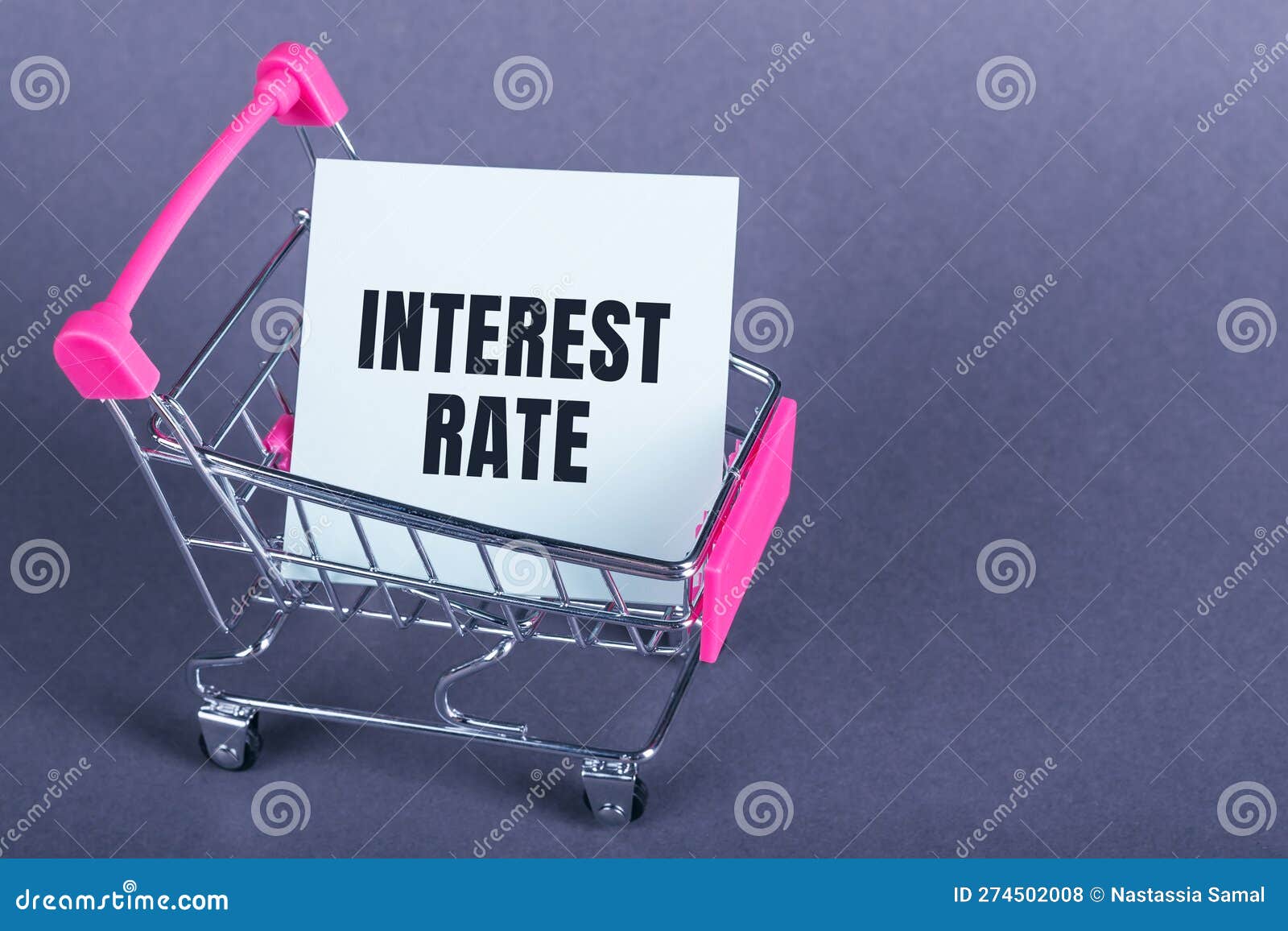 Interest Rate Text on White Sticker in Shopping Trolley Stock Photo ...