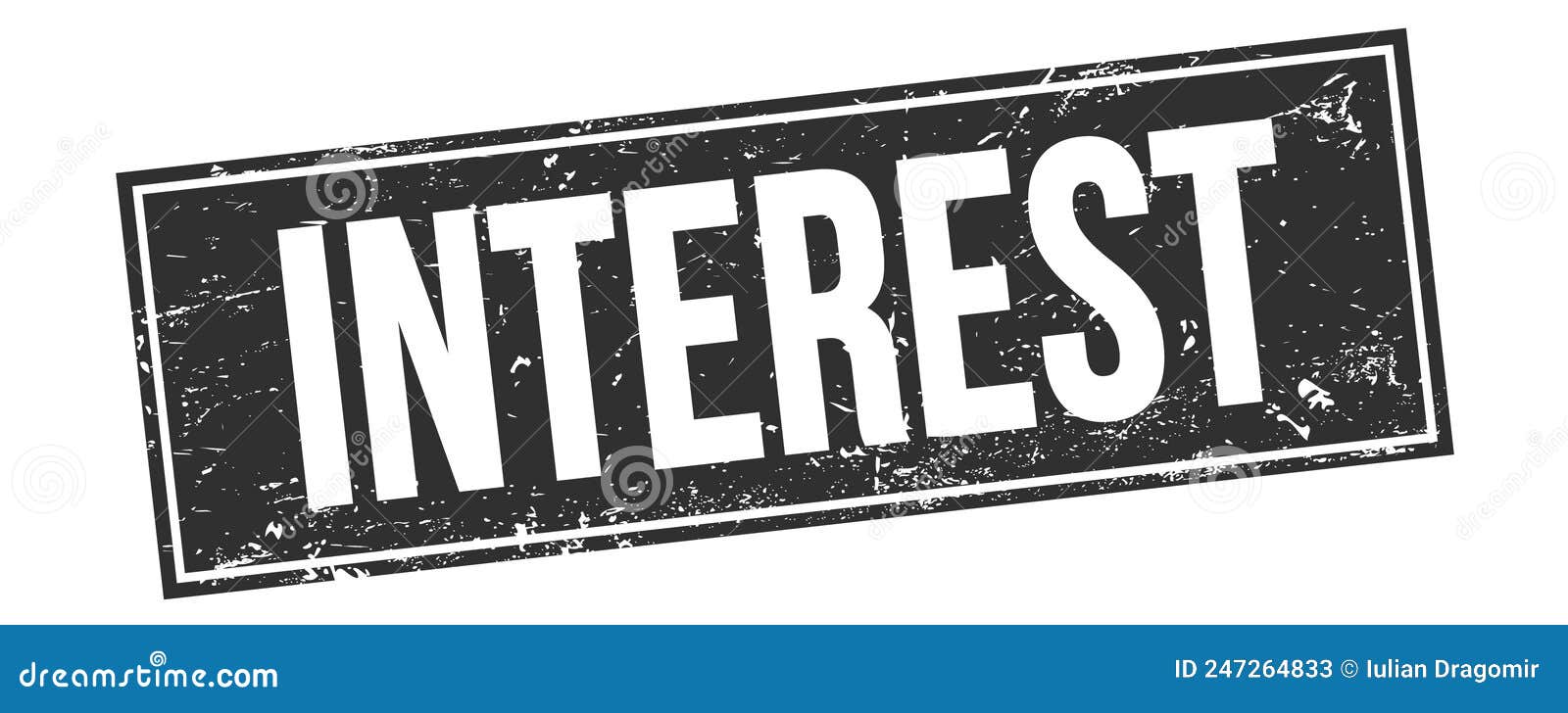 INTEREST Text on Black Grungy Rectangle Stamp Stock Illustration ...