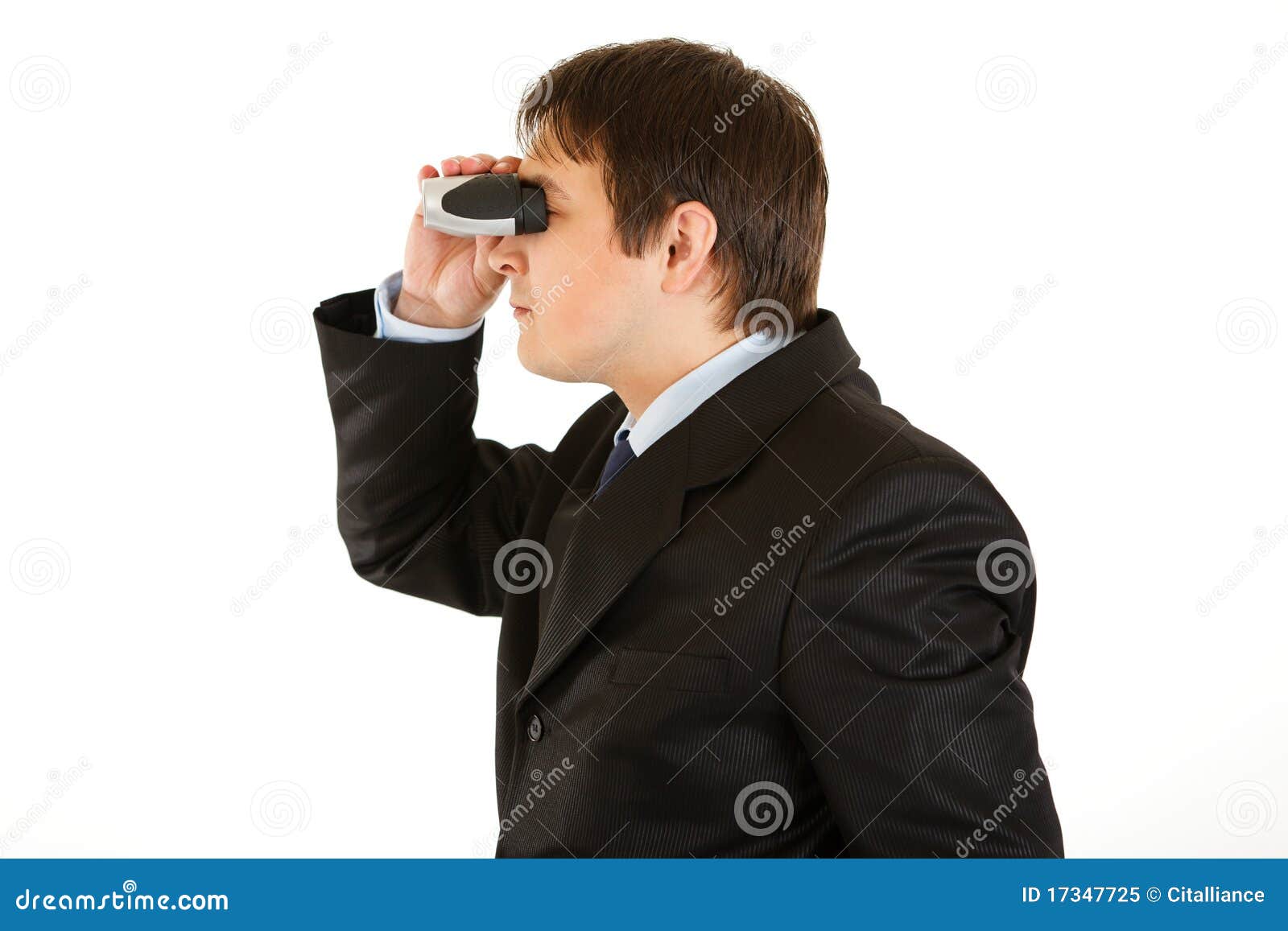 Interested Businessman Looking through Binoculars Stock Image - Image ...