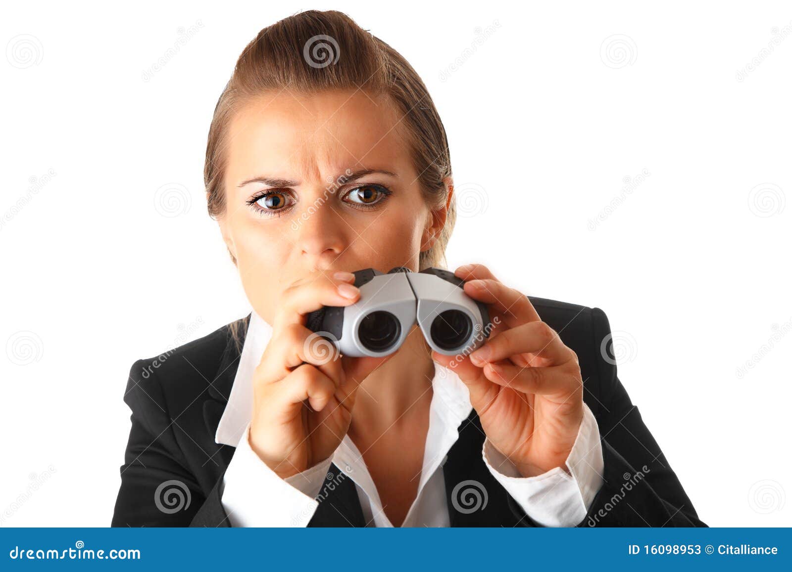 Interested Modern Business Woman with Binoculars Stock Image - Image of ...