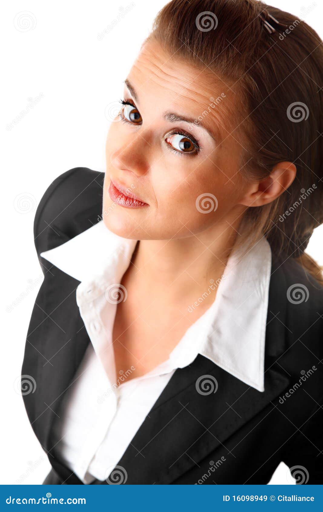 Interested Modern Business Woman Isolated on White Stock Image - Image ...