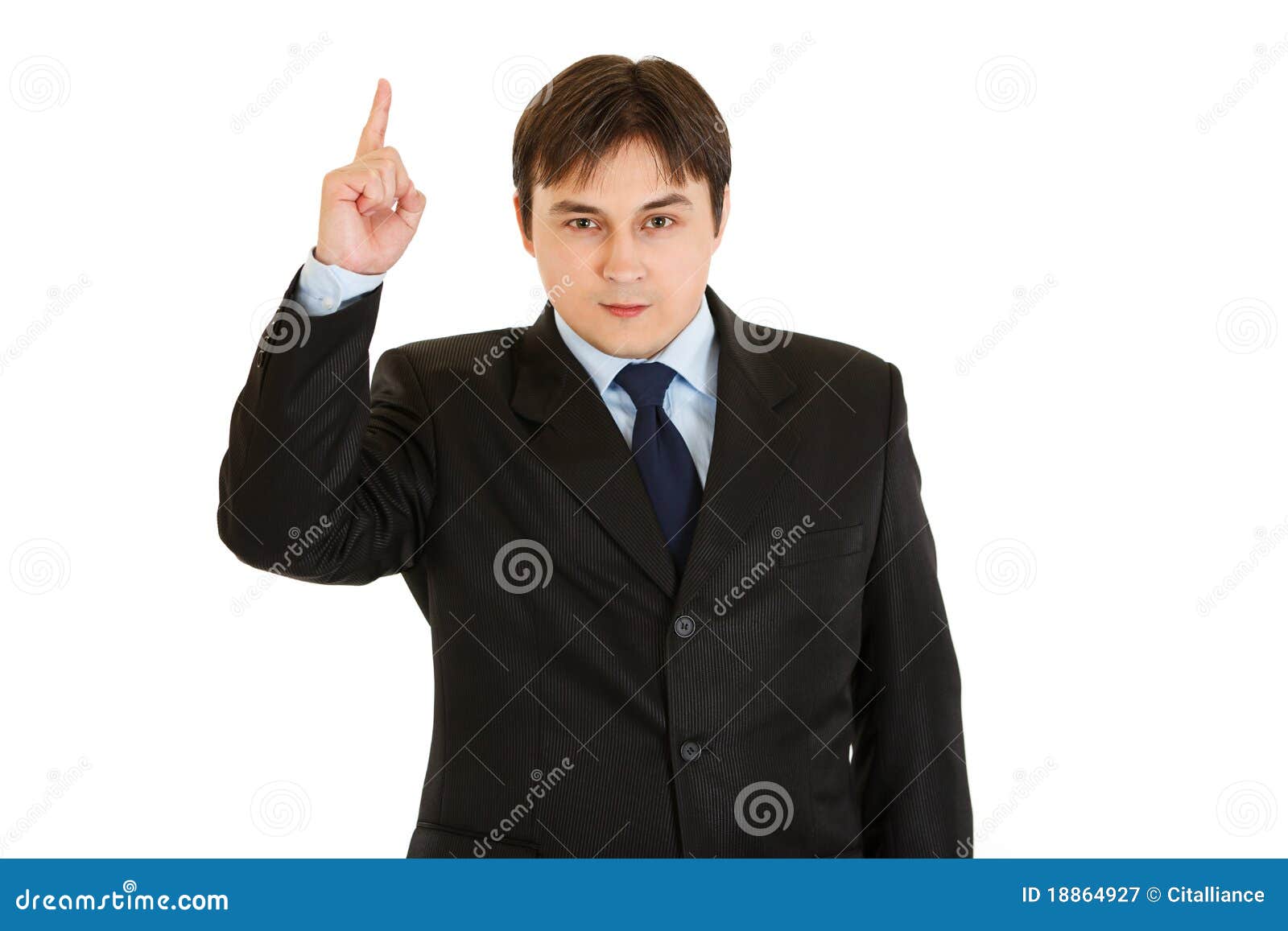 Interested Modern Businessman Pointing Finger Up Stock Image - Image of ...