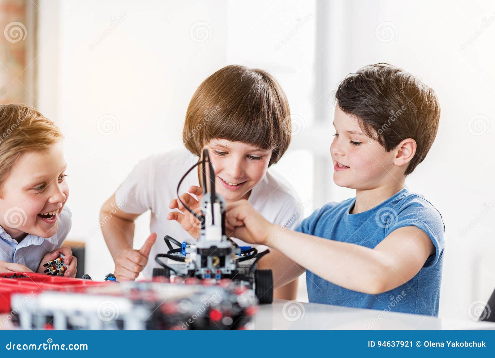 Interested Smiling Children Making Technical Toy Stock Image - Image of ...
