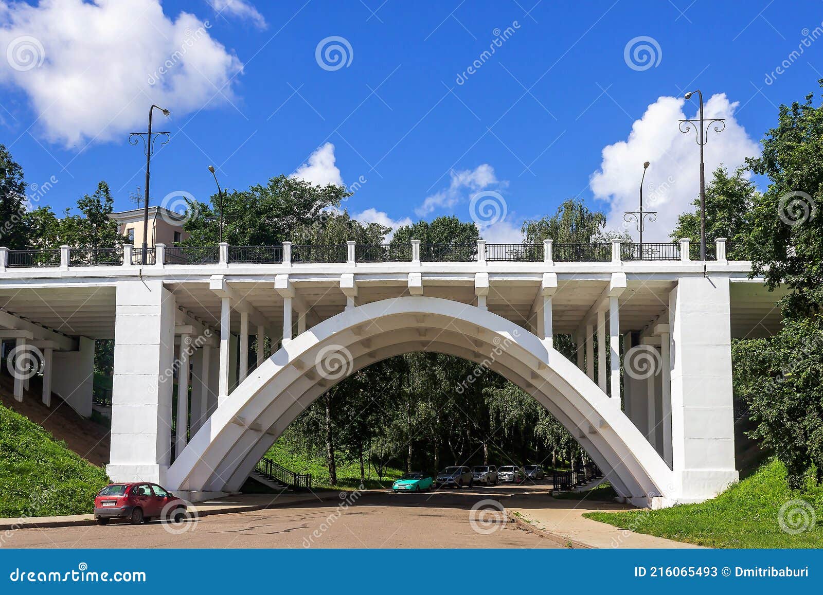 Russia, Yaroslavl, July 2020. Modern Concrete Bridge Across the Street ...