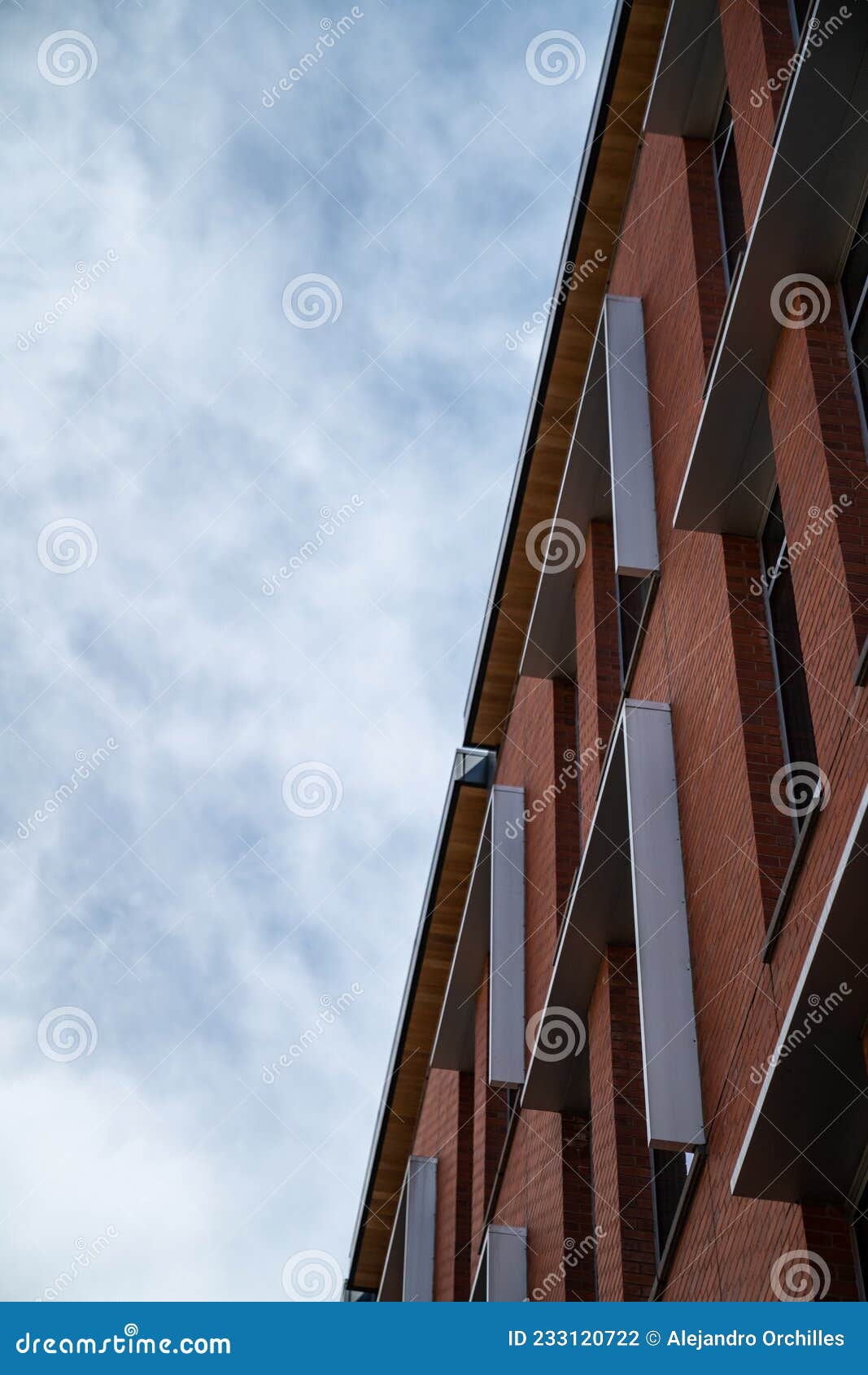 Interesting Architecture on Side of Brick Building with Windows Stock ...