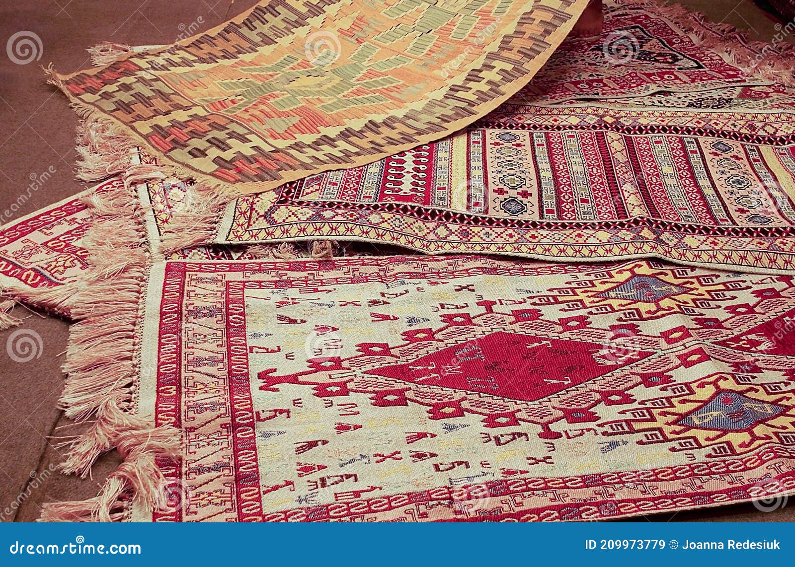 Interesting Background with Handmade Turkish Rugs in Close-up Stock ...