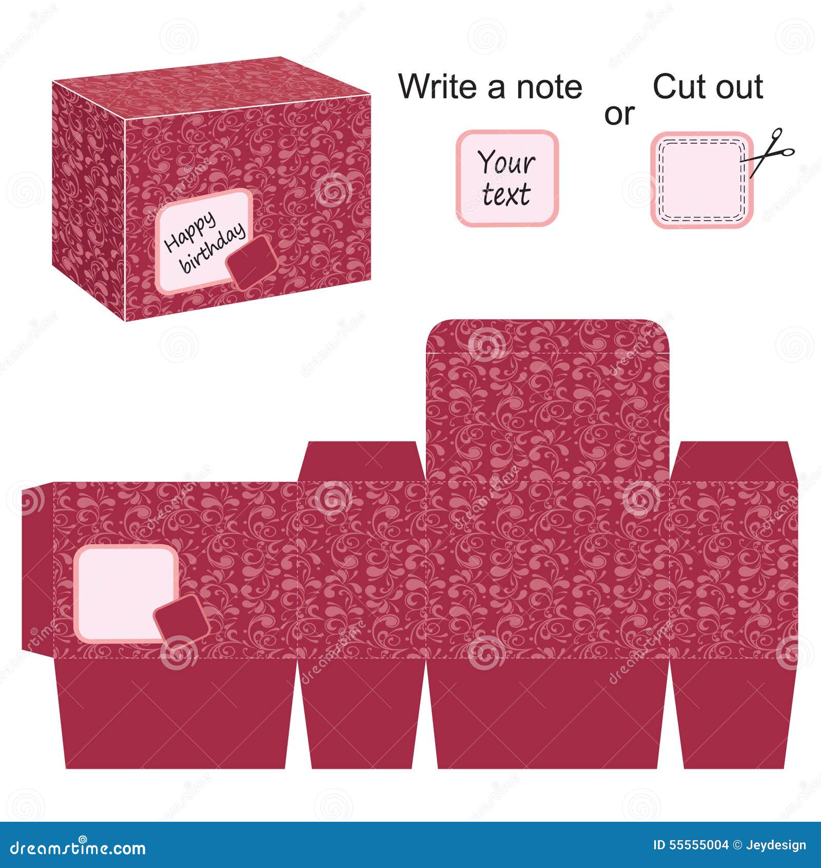 Interesting Box Template with Floral Pattern Stock Vector ...