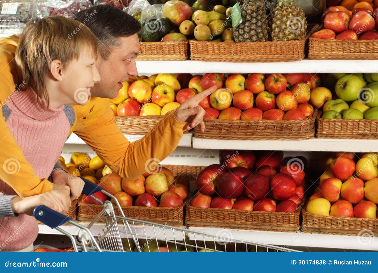 Interesting Boy with Dad in the Store Stock Photo - Image of basket ...