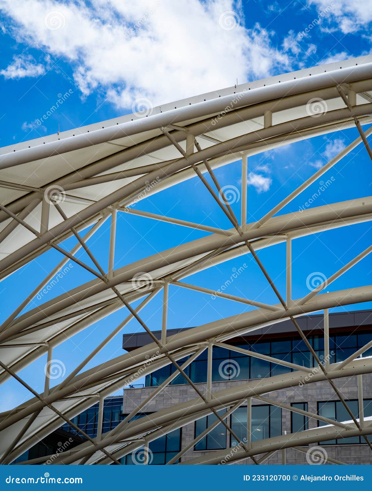 Interesting Bridge and Tunnel Architecture with Blue Summer Background ...