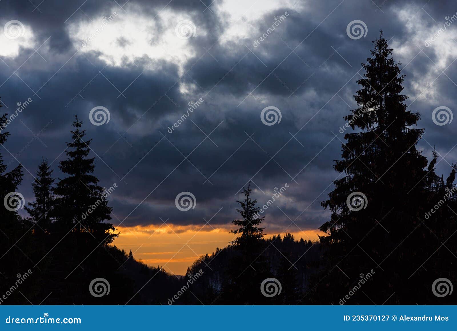 Interesting Contrast at Sunset between the Orange Sky and the Dark ...