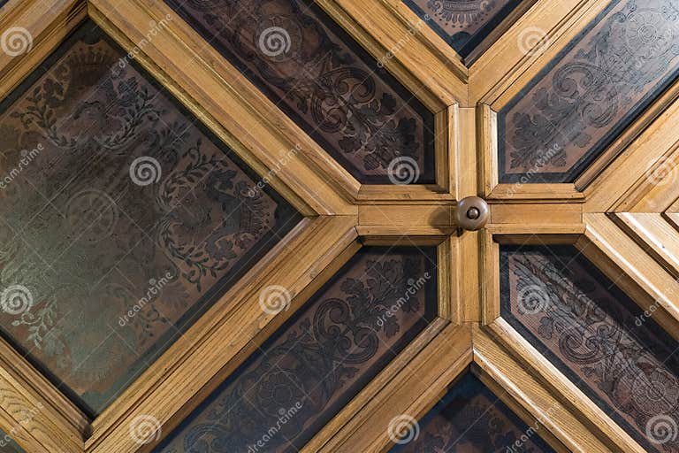 Interesting Diamond Shape Wood Pattern on a Ceiling Stock Photo - Image ...