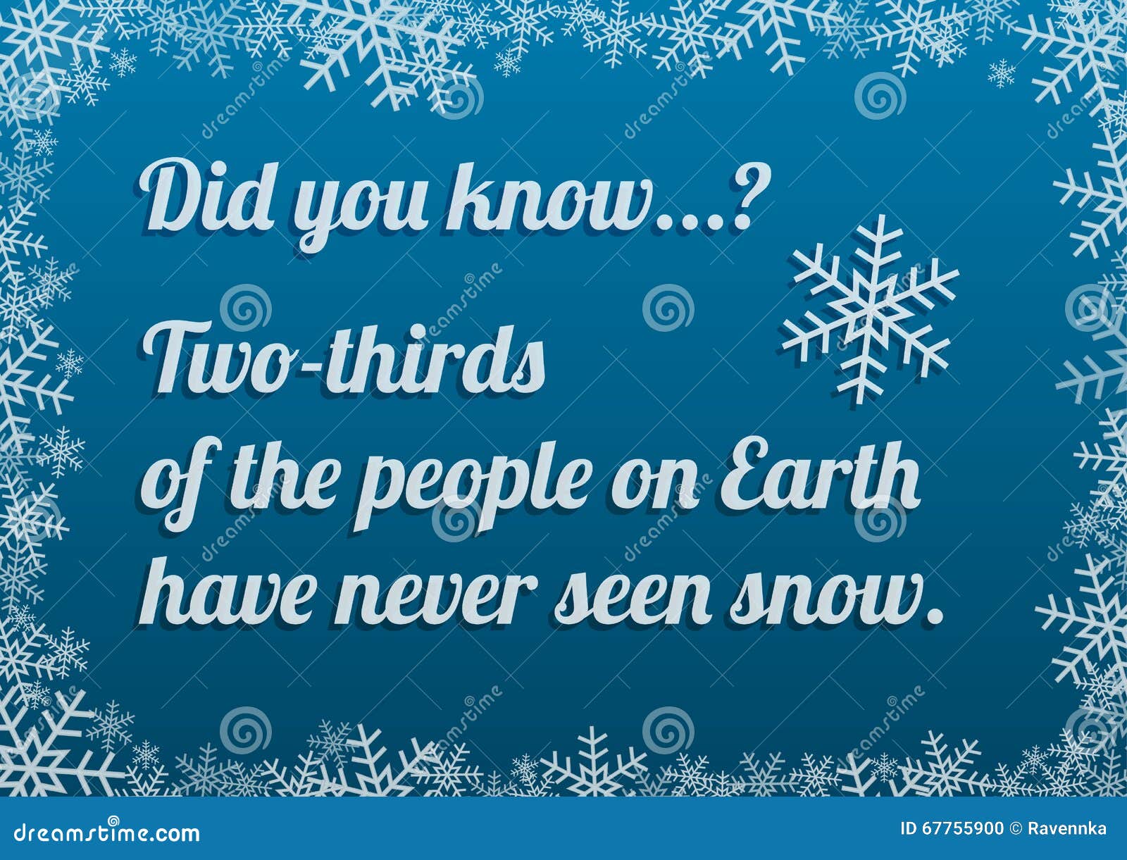 Interesting Fact About Snow On Blue Background With Snow Frame Vector ...