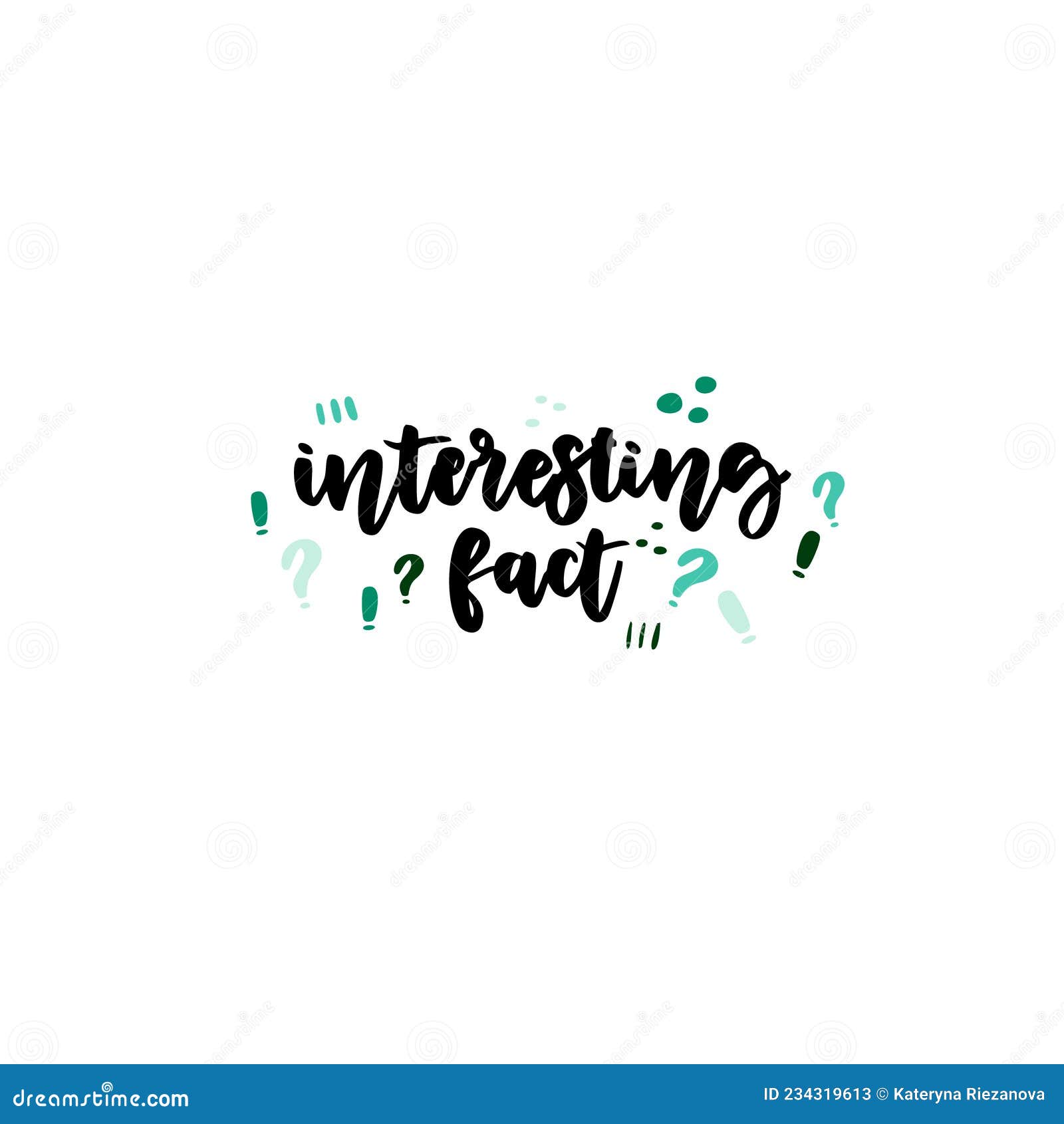 Interesting Fact. Vector Hand Drawn Lettering with Abstract Doodle ...