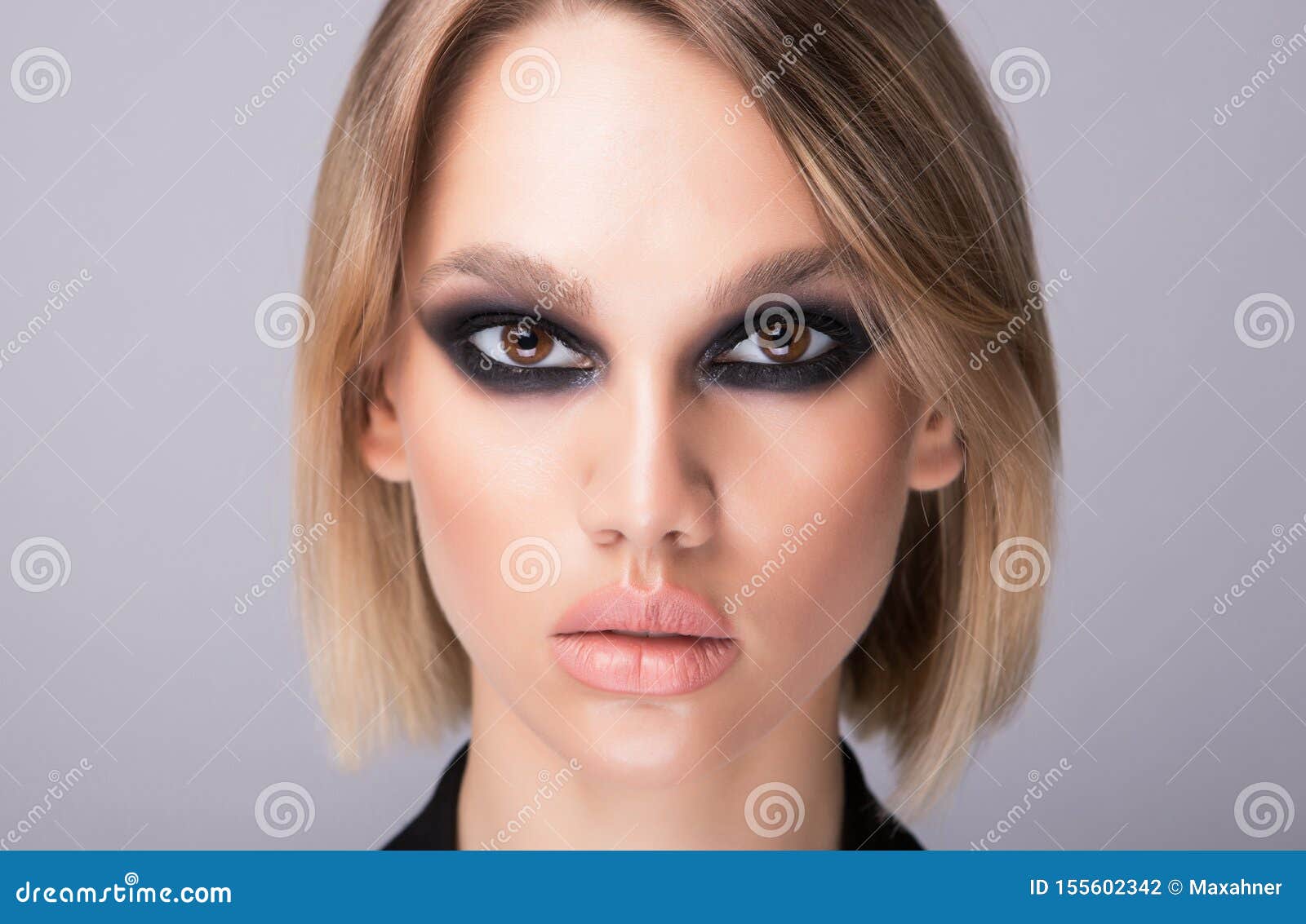 Interesting Fashion Model and Strong Makeup on Her Face Stock Photo ...